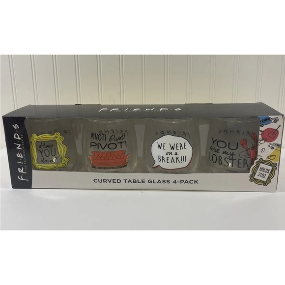 FRIENDS | Kitchen | Friends Tv Show Curved Table Wine Glass 4 Pack 2oz ...